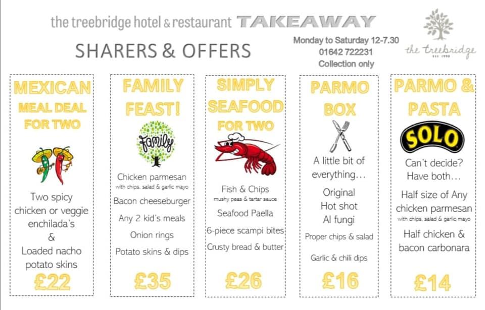 Menu at The Treebridge Hotel pub & bar, Middlesbrough