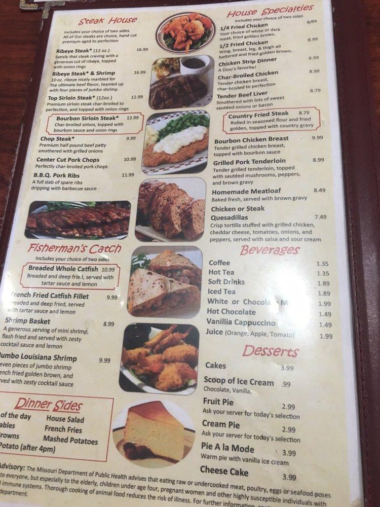 Menu at Dino's Diner restaurant, Trenton