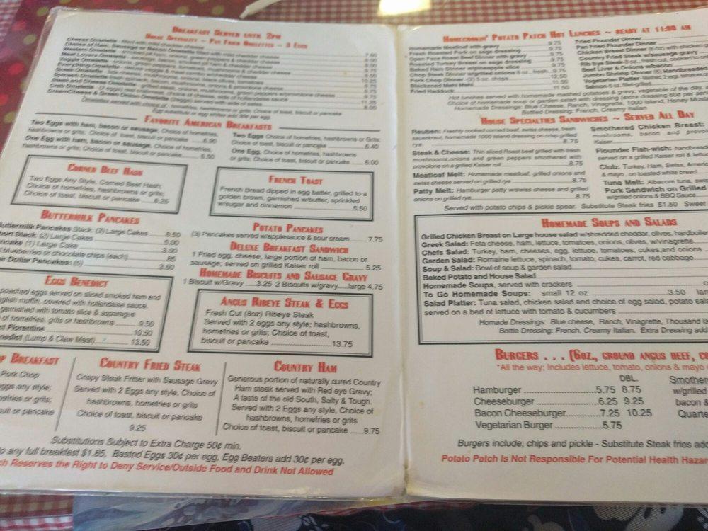 Menu at Doug & Lil's Potato Patch restaurant, DeLand