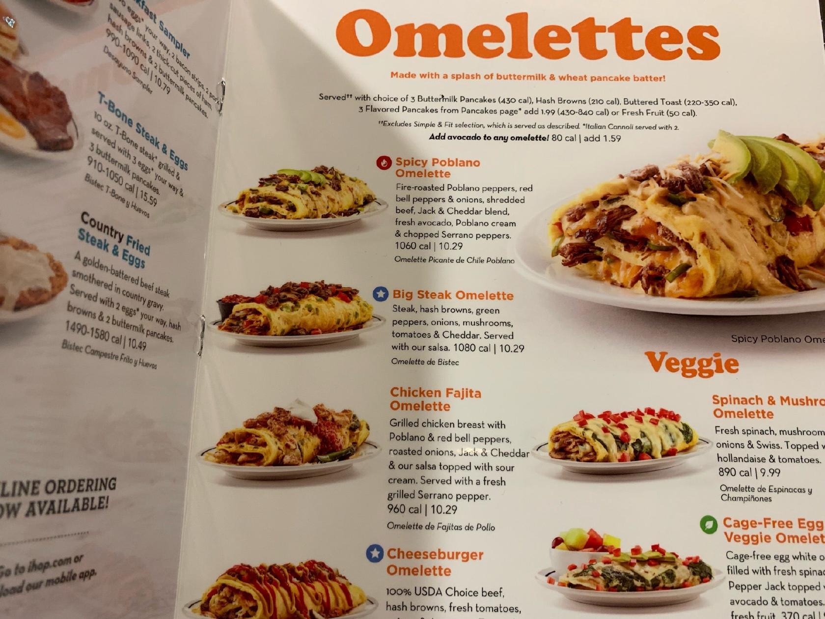 Menu at IHOP restaurant, Cedar City