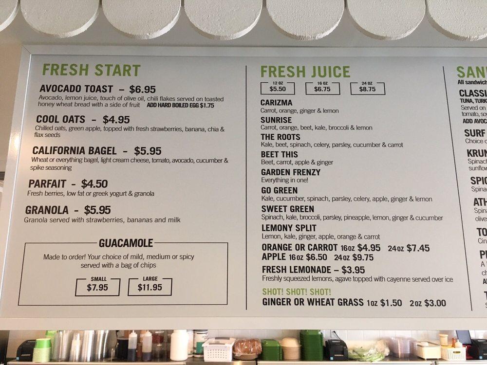 Menu at Jan's Health Bar - Laguna Beach, Laguna Beach