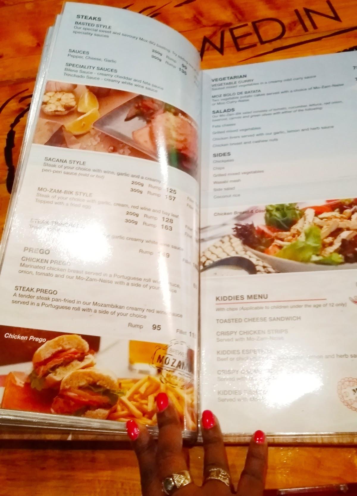 Speisekarte von Mozambik Morningside restaurant, Durban, 362 Lilian ...