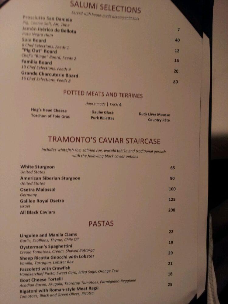 Menu at Restaurant R'evolution, New Orleans