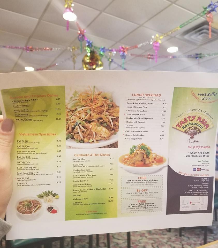 Menu at Tasty Asia Restaurant, Moorhead
