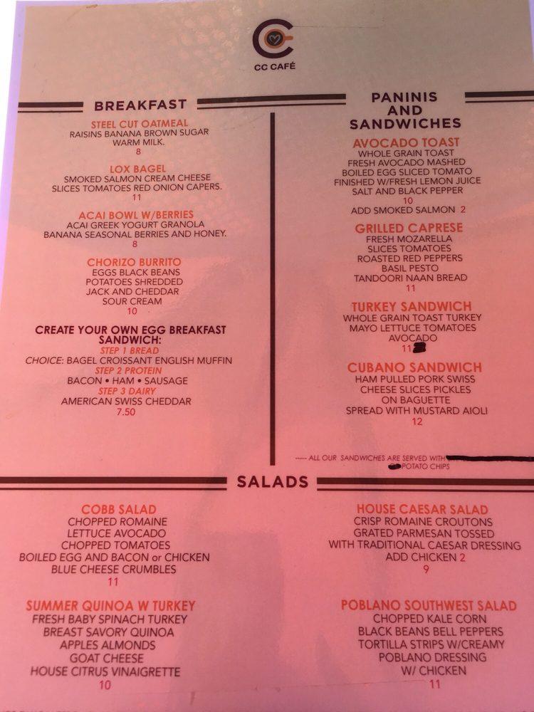 Menu at CC Cafe, Basalt