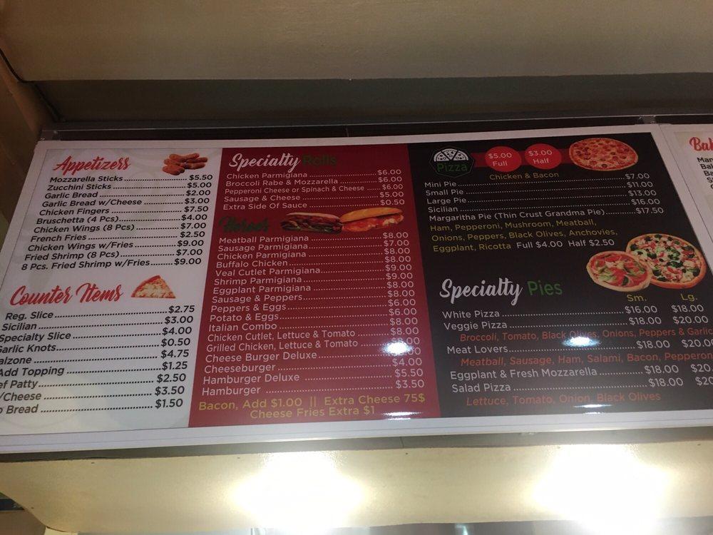 Menu at Primavera Pizzeria, New York City