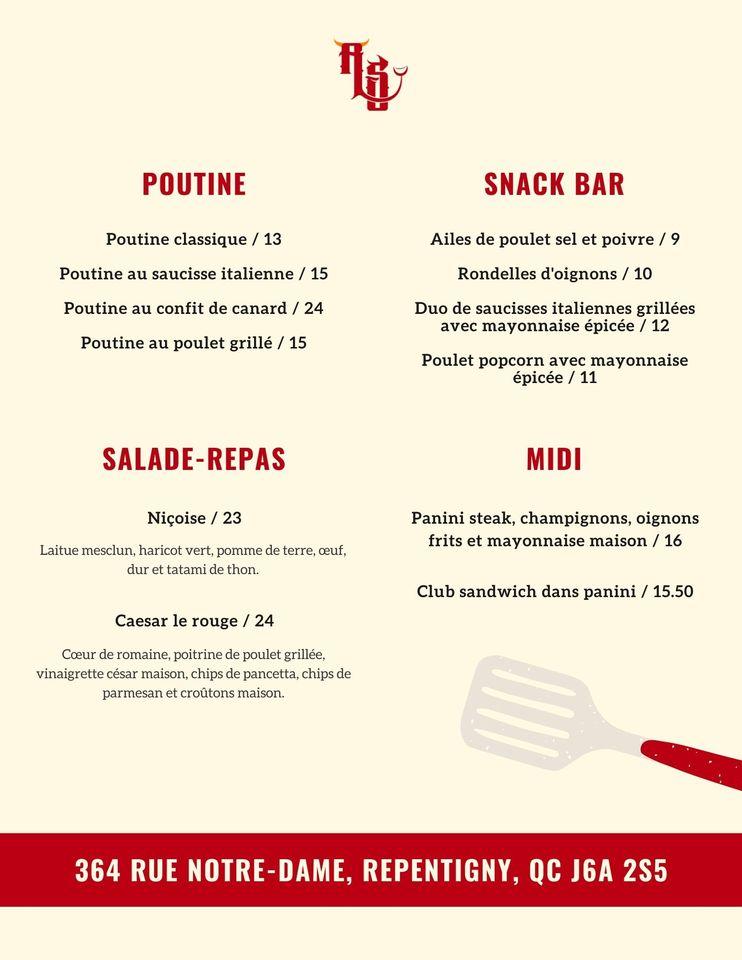 Menu au Restaurant Rouge Steakhouse, Repentigny