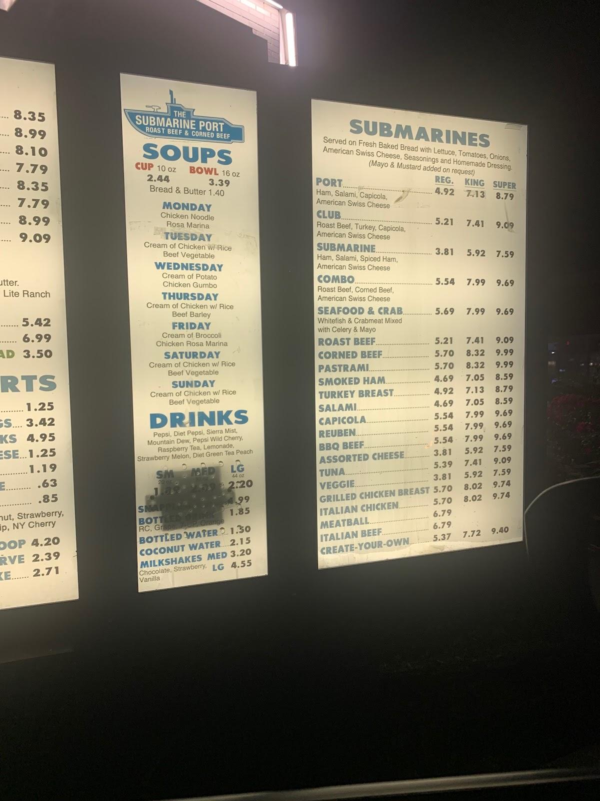 Menu at Submarine Port fast food, South Holland, 617 E 162nd St