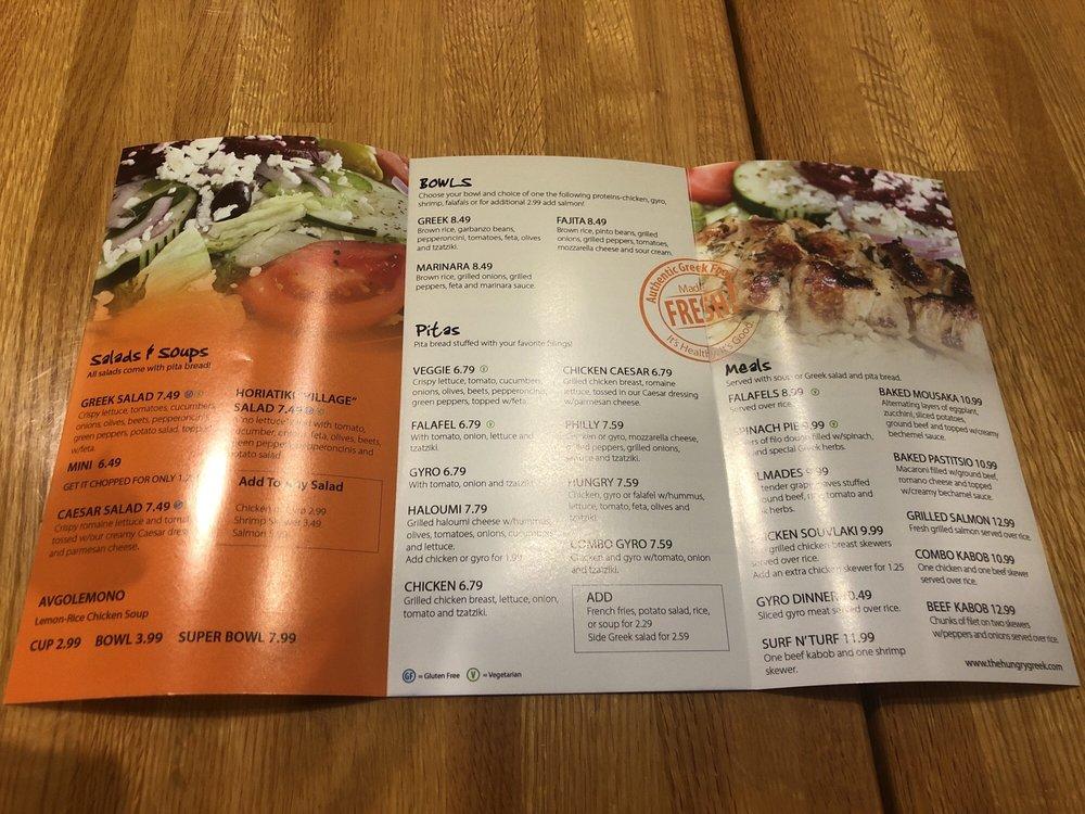 Menu at The Hungry Greek restaurant, Wesley Chapel