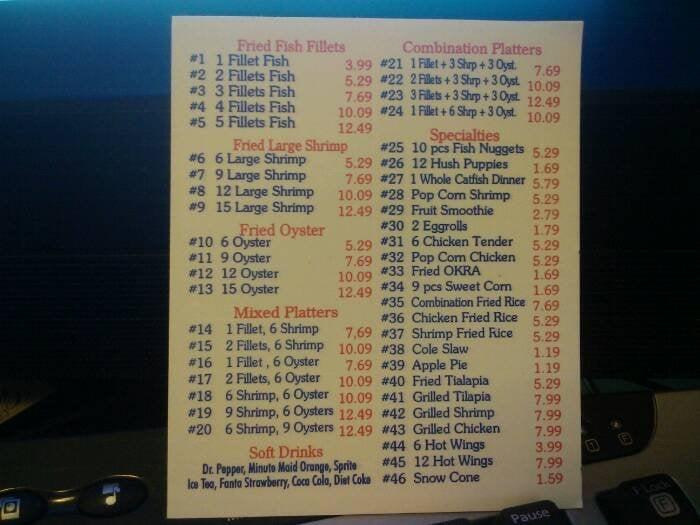 Menu at Dan's Seafood & Chicken fast food, Fort Worth, Bridge St