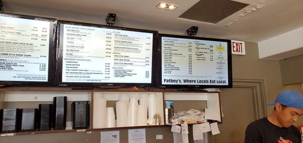 Menu at Fatboy's Hawaii Kai restaurant, Honolulu, Kalanianaʻole Hwy
