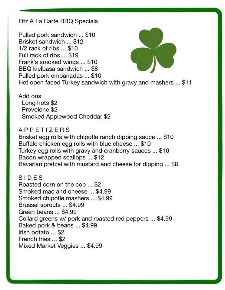 Menu at Fitzwater Station pub & bar, Phoenixville