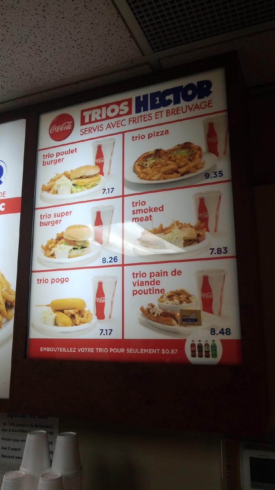 Menu au Casse-Croûte Gros Hector pizzeria, Québec, 55 Boul. Louis-XIV