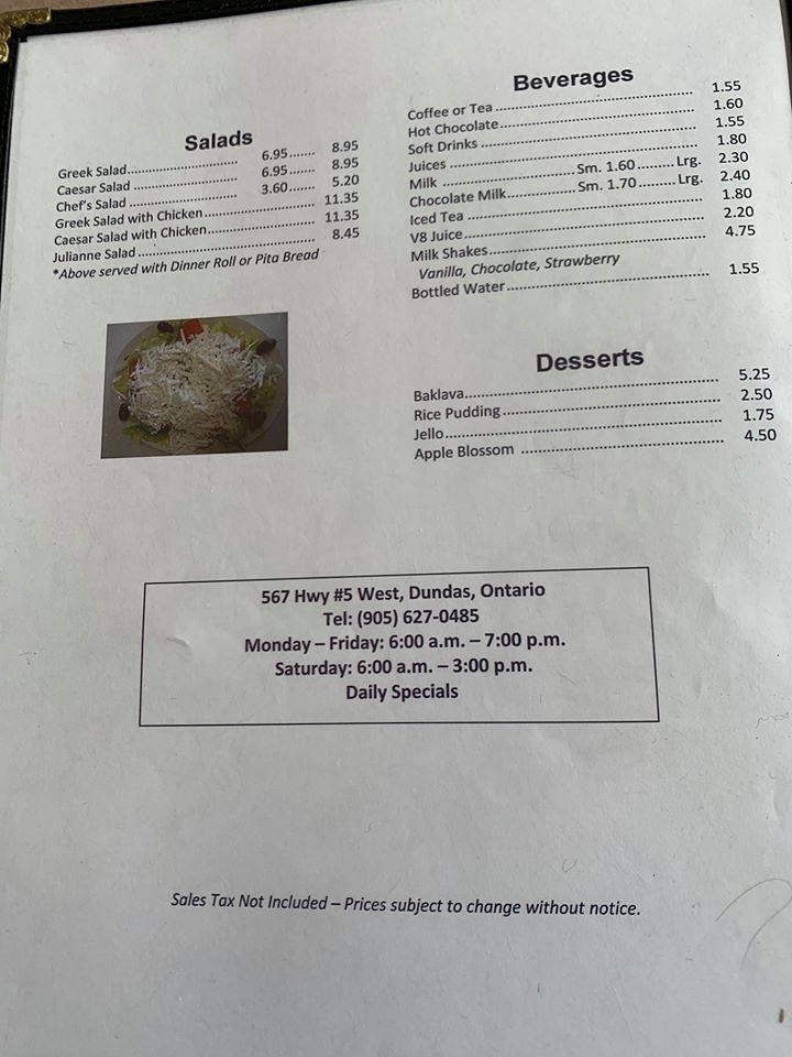 Menu at Quarry Restaurant, Hamilton, 567 ON-5