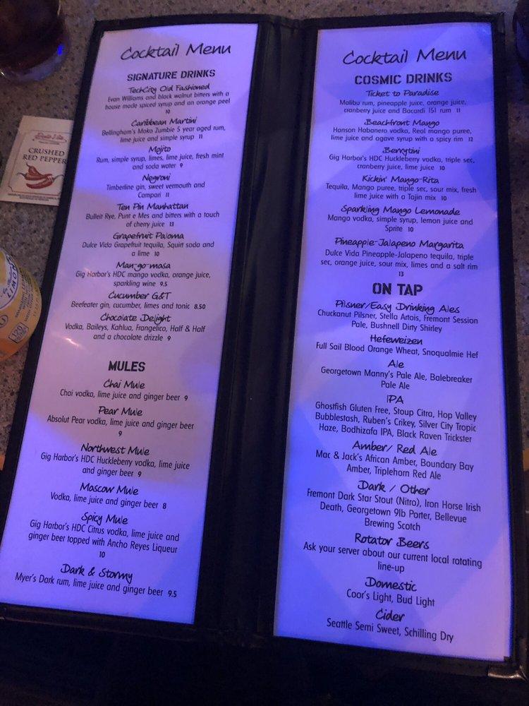 Menu at TechCity Bowl restaurant, Kirkland