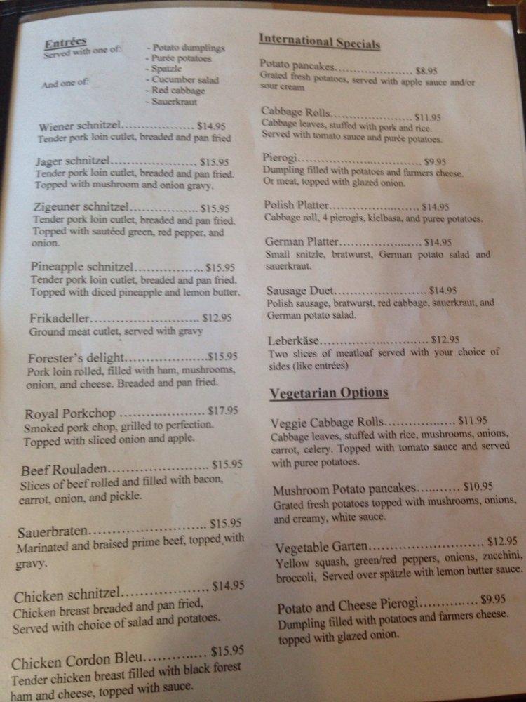 Menu at Europa restaurant, Black Diamond, 216th Ave SE