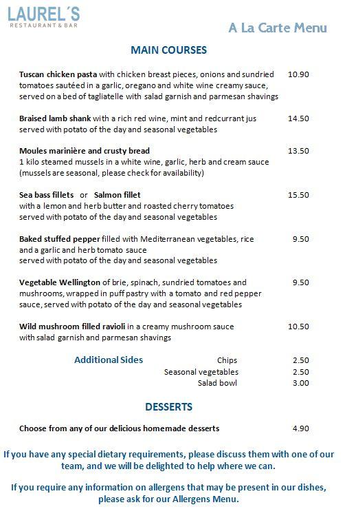 Menu at Laurel’s Restaurant & Bar, Quesada
