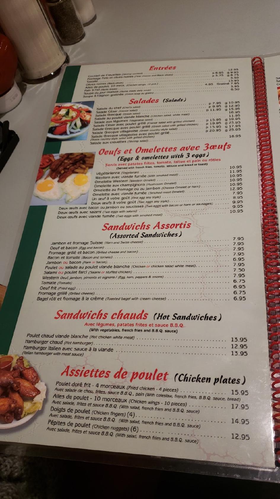 Menu at Le Roi du Smoked Meat restaurant, Montréal