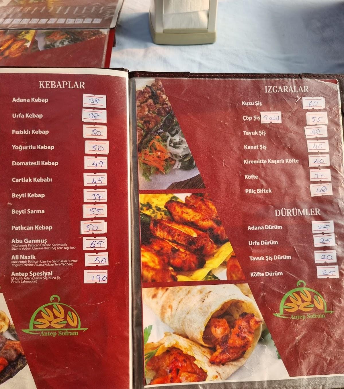Menu at Antep Sofram Alkolsüz Restaurant, Turkey, Petrol ofisi yani