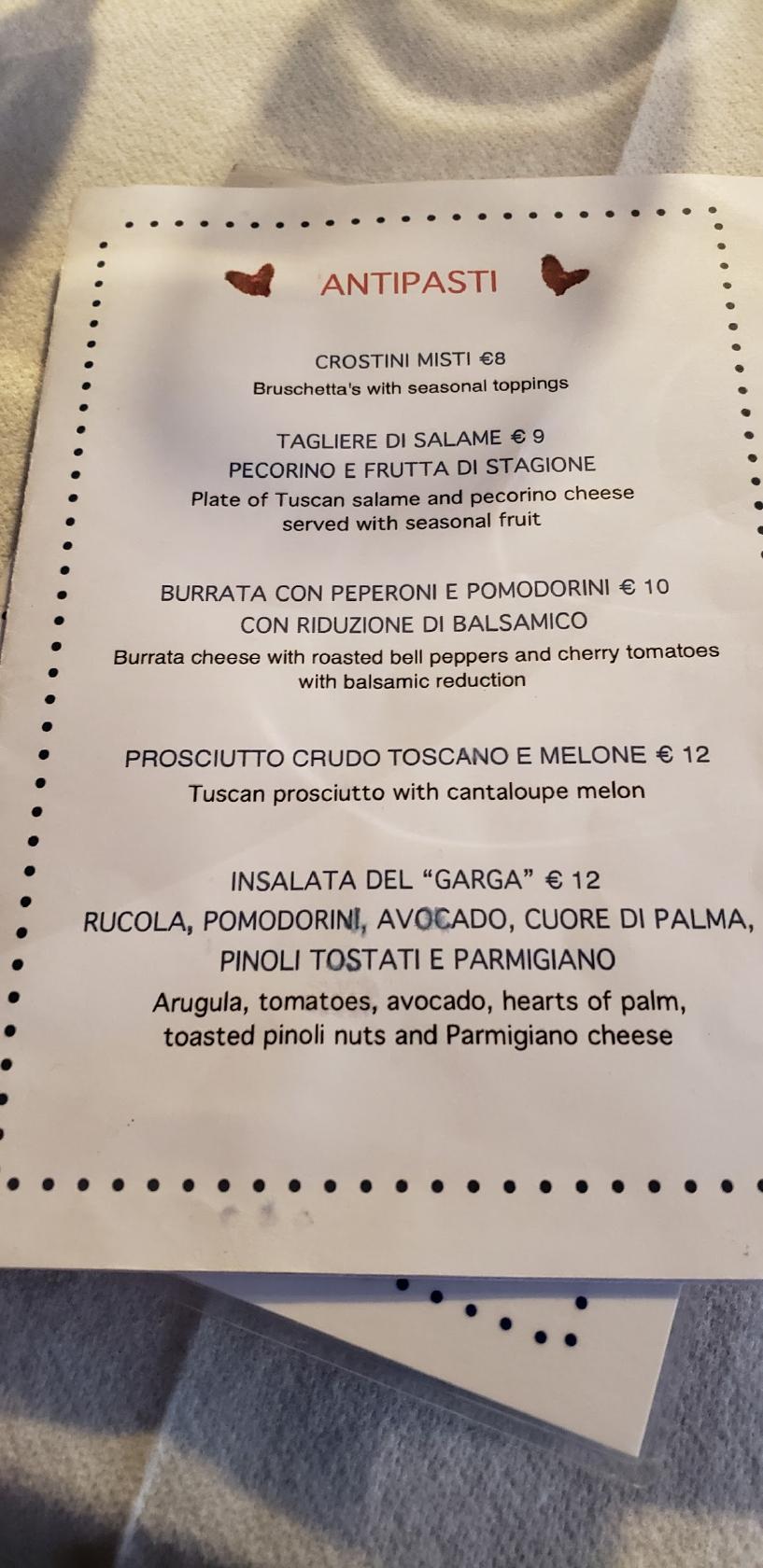 La Cucina Del Garga Florence Menus La Cucina Del Garga (Florence,