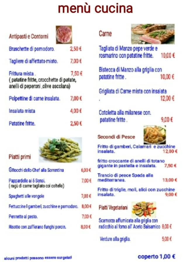 Menu da Ristorante Caffetteria 5 Sensi, Milano