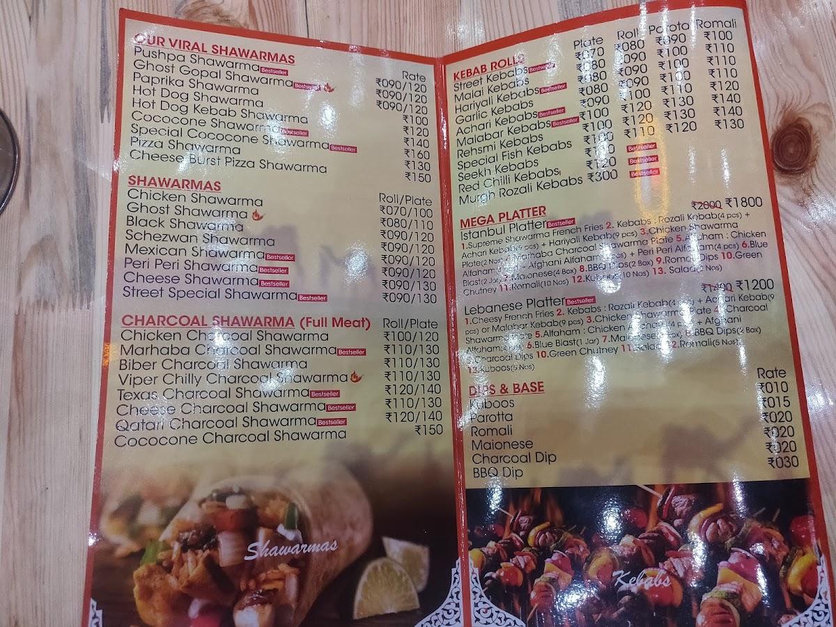 Menu at Street Arabiya Podanur, Coimbatore, 152 E