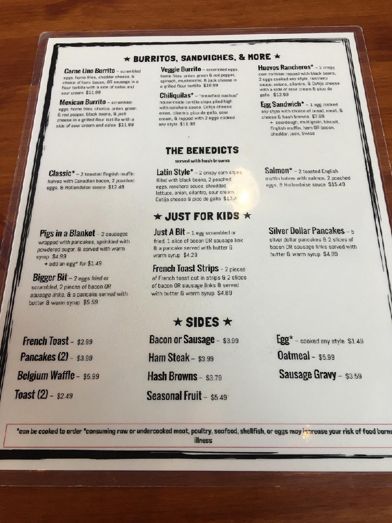 Menu at West Pioneer Grill restaurant, Puyallup
