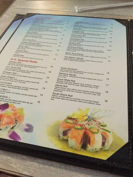 Menu at X.O. Sushi Asian Restaurant, Woodmere