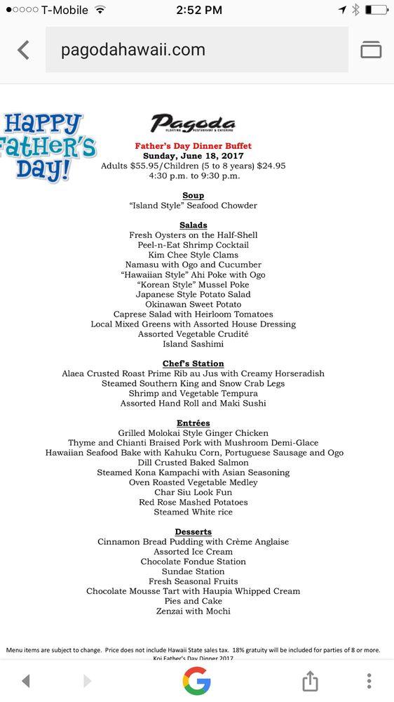 Menu at Pagoda Restaurant & Catering, Honolulu