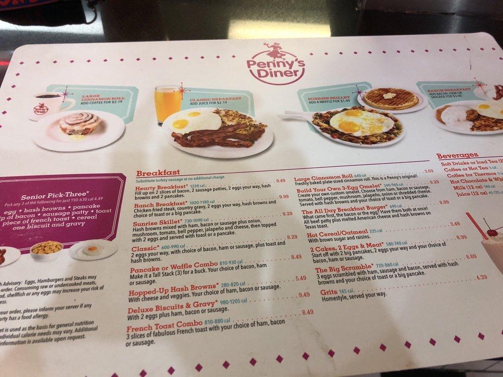 Menu at Penny's Diner restaurant, Low Moor
