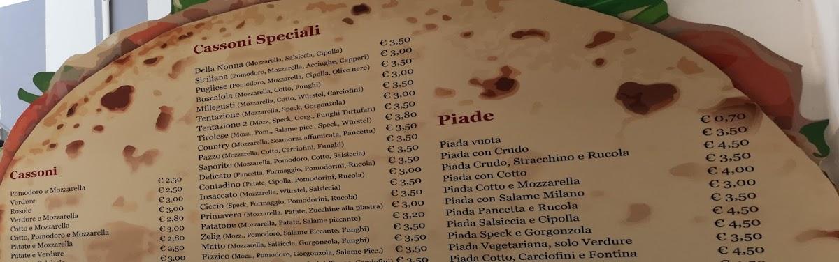Menu at Piada e Cassoni dalla Maria restaurant, Rimini