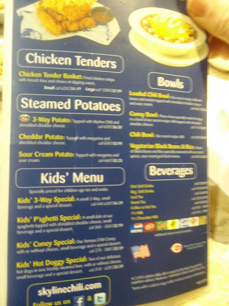 Menu at Skyline Chili fast food, Fort Wayne