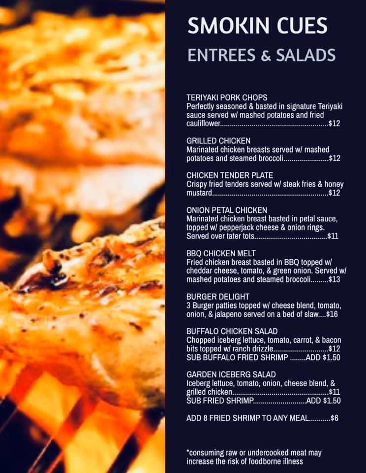 Menu at Smokin Cues pub & bar, Stockbridge