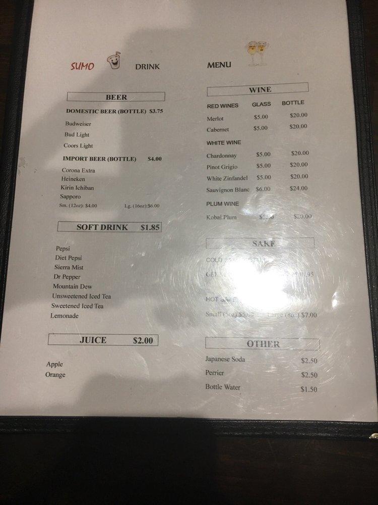 Menu at Sumo Hibachi and Sushi restaurant, Brunswick