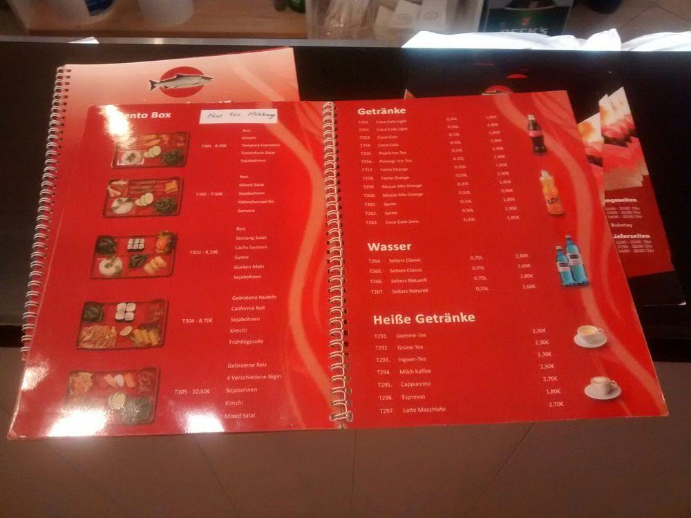 Menu at Sushi Shine restaurant, Frankfurt