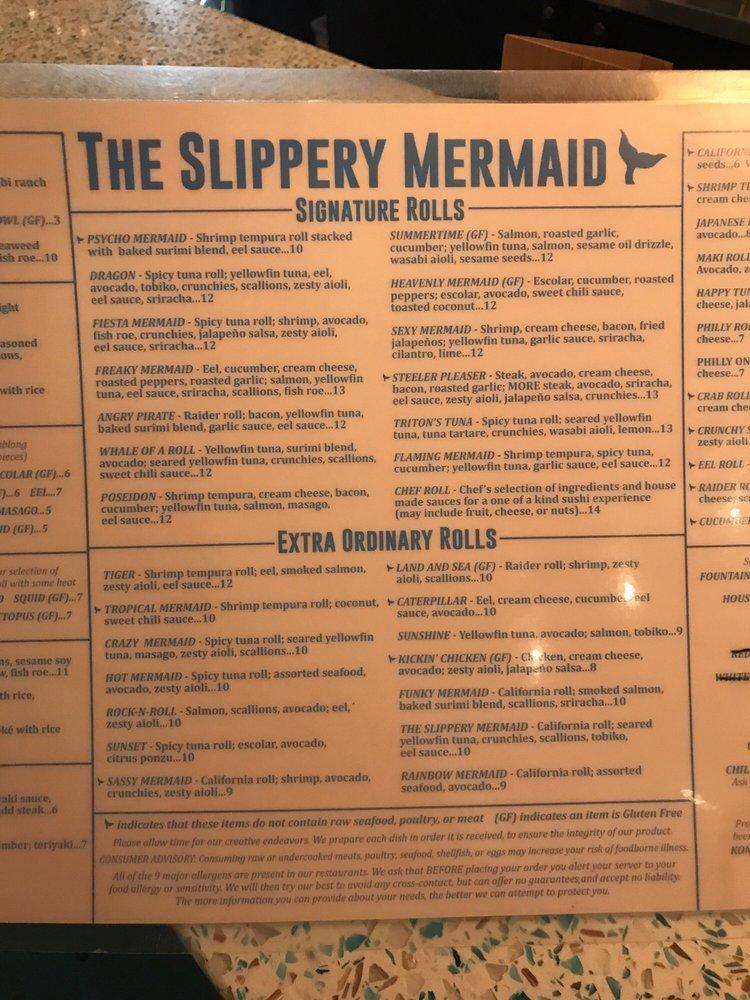 Menu at The Slippery Mermaid Sushi Bar Navarre, FL, Navarre