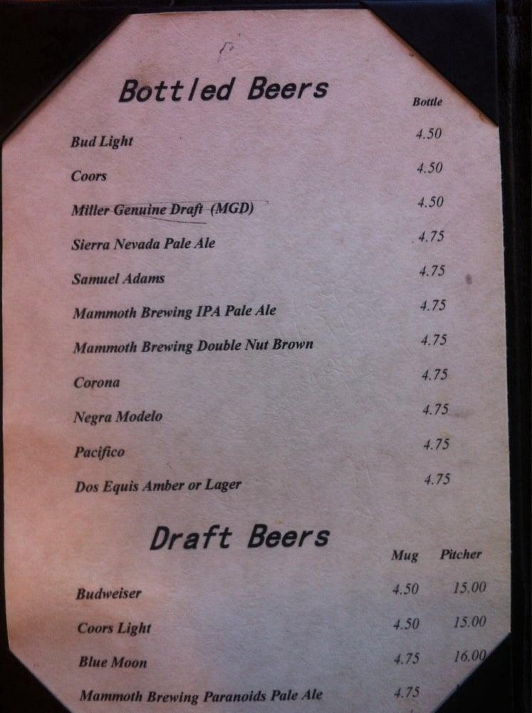 Menu at Totem Cafe, Lone Pine