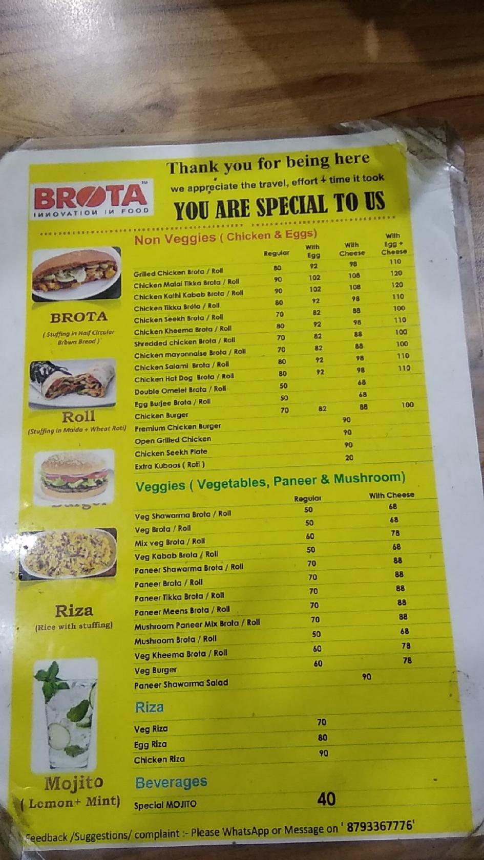 Menu at BROTA (Innovation In Food), Pune