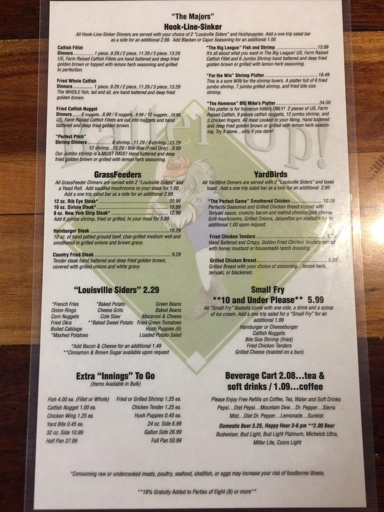 Menu at Batter Up! / Cater Up! steakhouse, Sylacauga