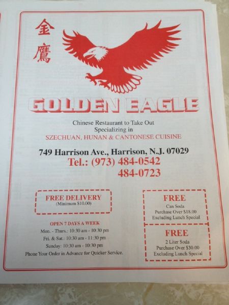 Menu at Golden Eagle Chinese Restaurant, Harrison