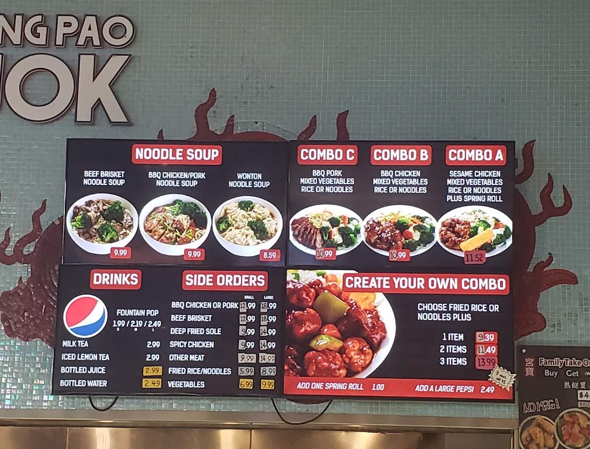 Menu at Kung Pao Wok restaurant, Richmond