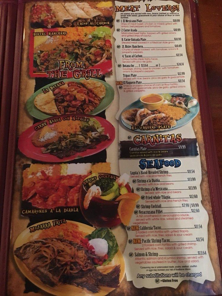 Menu at Taqueria El Mexicano restaurant, Waco, N Valley Mills Dr