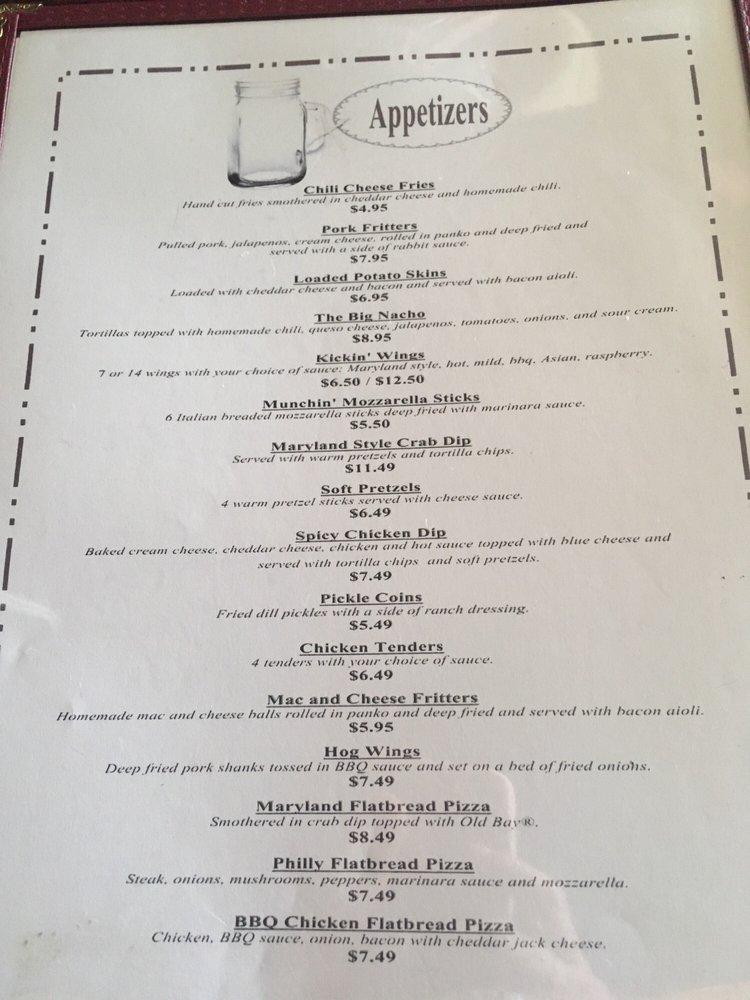 Menu at The Mason Jar pub & bar, Hillsville