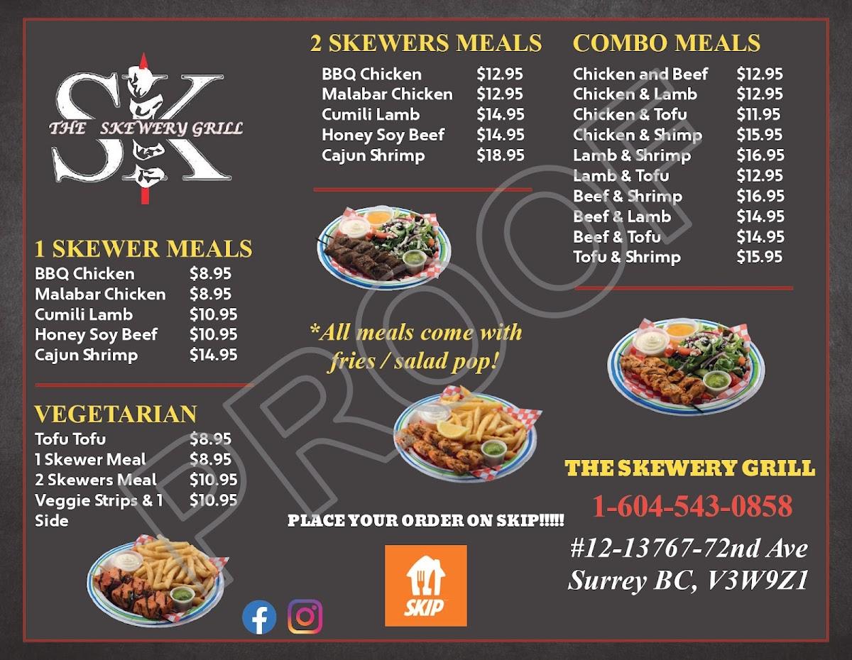 Menu at S K Grill Restaurant, Surrey