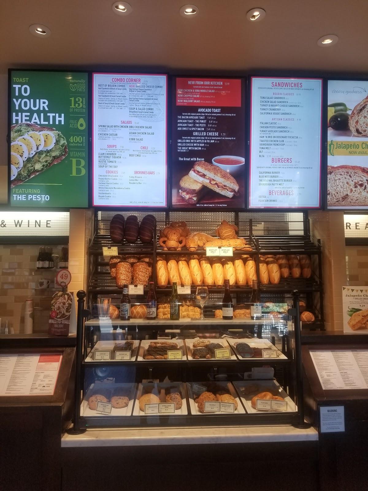 Menu at Boudin SF cafe, Sacramento
