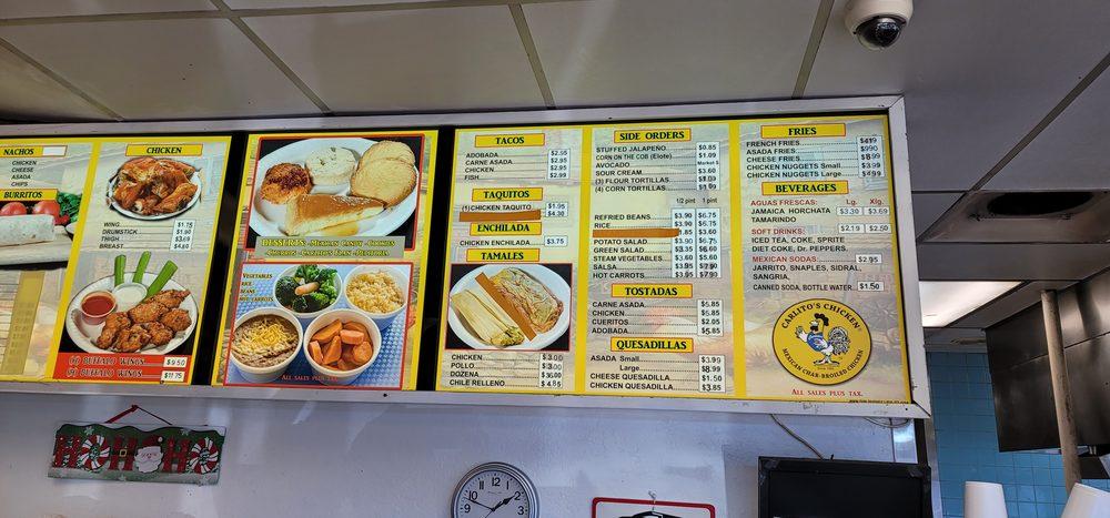 Menu at Carlito's Chicken restaurant, Oceanside