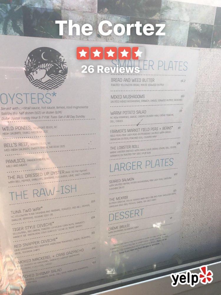 Menu at Cortez Seafood and Cocktail pub & bar, Raleigh