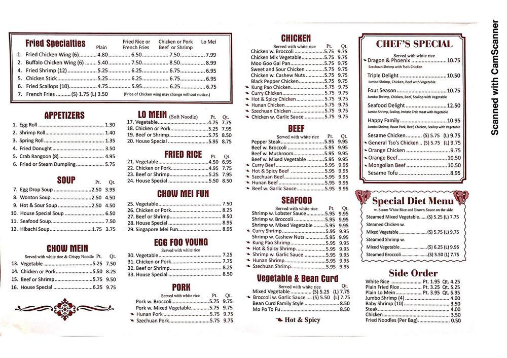 Menu at Hibachi Express restaurant, Greensboro, Alamance Church Rd