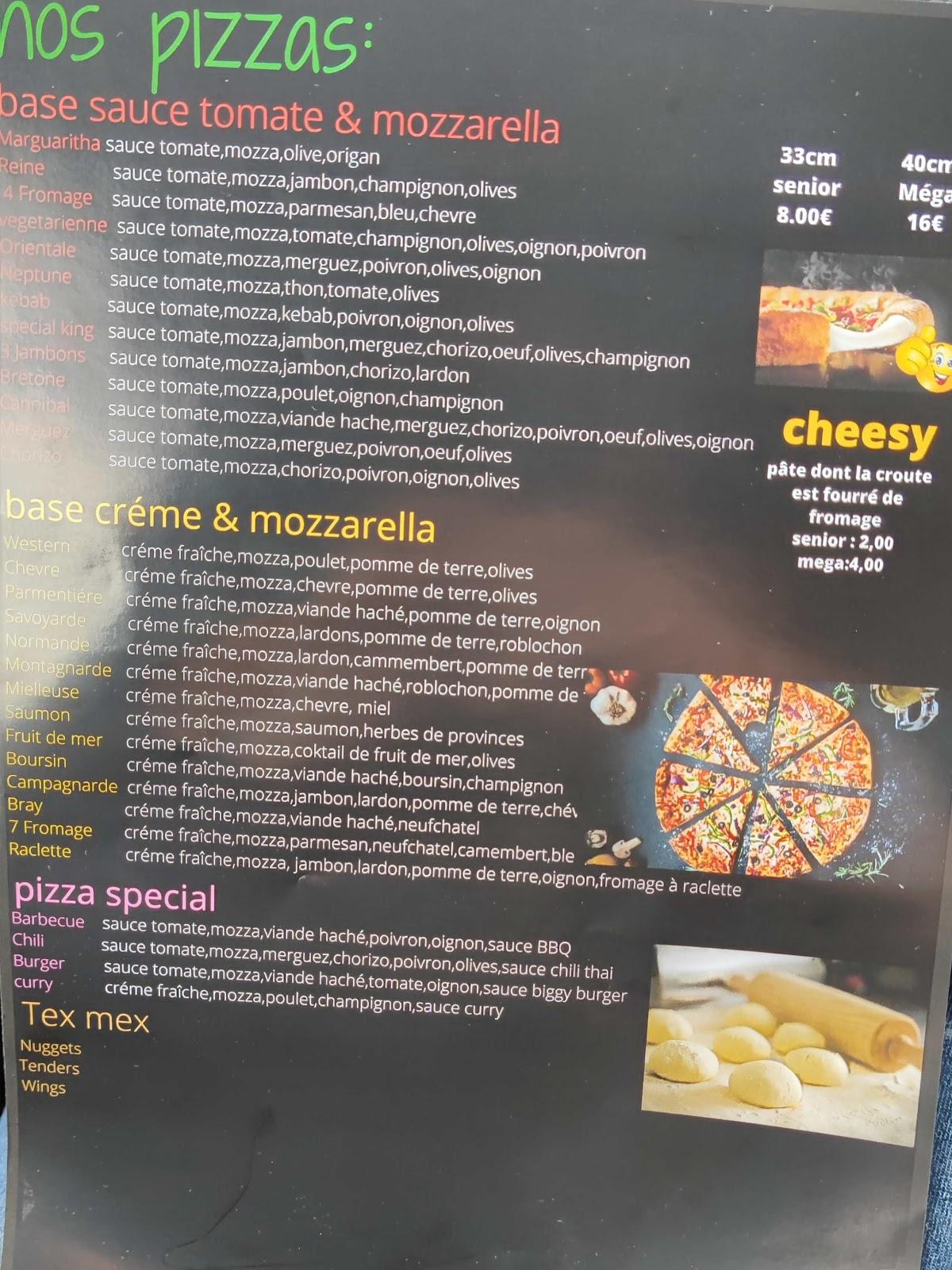 Menu au King Kebab Dieppe pizzeria, Dieppe