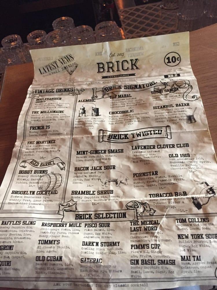Speisekarte von Brick, Zürich